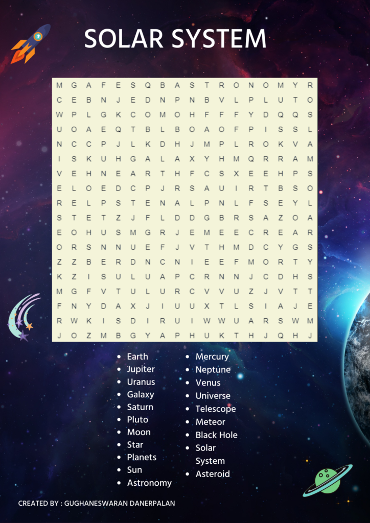 Solar System (Word Search) - e-estidotmy