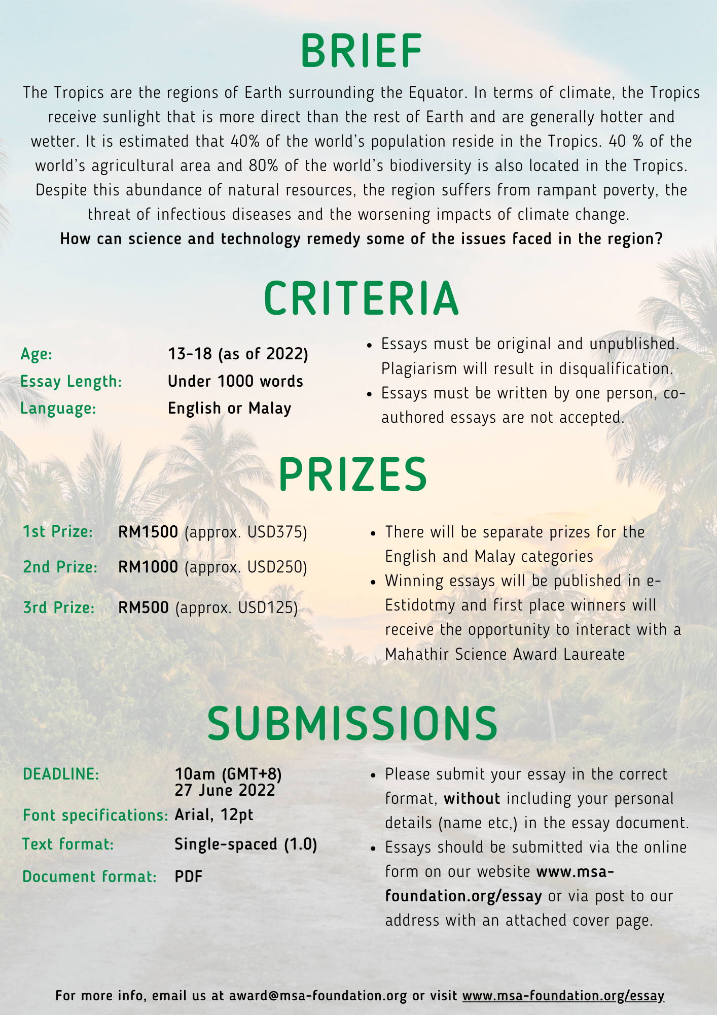 Mahathir Science Award Foundation Essay Competition - e-estidotmy