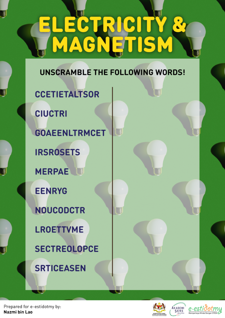 Word Scramble: Electricity and Magnetism - e-estidotmy