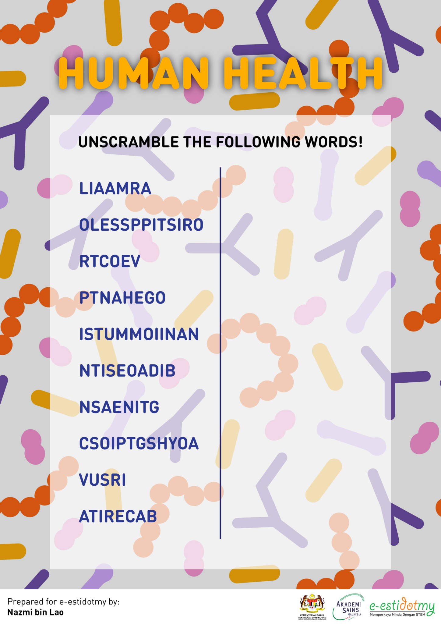 Word Scramble: Human Health - e-estidotmy