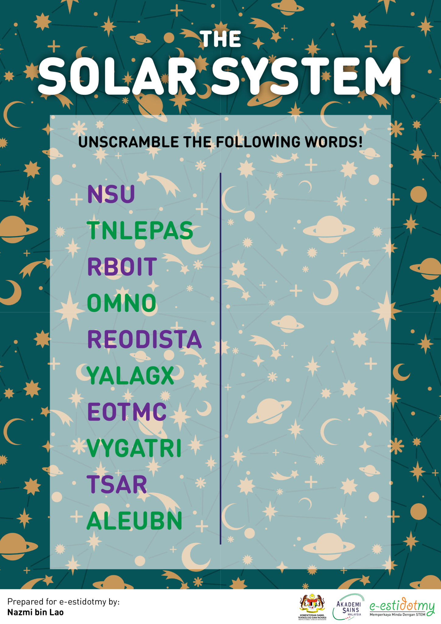 Word Scramble: The Solar System - e-estidotmy